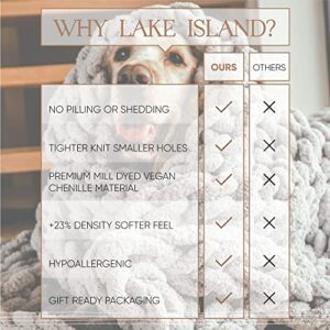 Lake Island Chunky Knit Throw Blanket - NO Shedding 50x60 Inch - Luxury Chenille Chunky Blanket Adds Warmth - Soft Cozy Chunky Throw Blanket for Bed, Sofa or Chair - Plush Boho Farmhouse Decor Cream