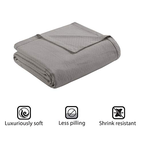 Madison Park Liquid Cotton Luxury Blanket Premium Soft Cozy 100% Ring Spun Cotton For Bed , Couch or Sofa, King, Gray