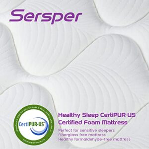 Sersper 8 Inch Memory Foam Hybrid Queen Mattress - 5-Zone Pocket Innersprings Motion Isolation - Heavier Coils for Durable Support -Pressure Relieving - Medium Firm - Made in North America