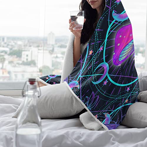 Cuddlepro Trippy Psychedelic Mushroom Wearable Hooded Blanket Cape for Adult Christmas Birthday Snuggies Gifts for Women Men Hippie Purple Weed Poncho Hoodie 50"x60" for Teens Girl Boy