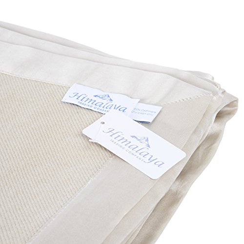 Himalaya Trading Company 100% Cashmere Luxury King Bed Blanket in Ivory, Extra Soft Plush Twill 2-Ply Weave, Silk Satin Border, Sustainably Hand Woven, 90" x 108" Size (Off White)