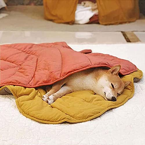 3D Leaves Shaped Pet Blanket,Cushion Household Dog Blanket or Cat Blanket, Warm and Soft, Plush Blankets for Bed Couch Sofa, Yellow, One-size