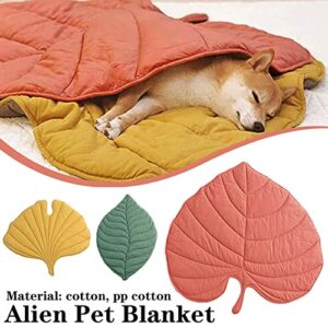 3D Leaves Shaped Pet Blanket,Cushion Household Dog Blanket or Cat Blanket, Warm and Soft, Plush Blankets for Bed Couch Sofa, Yellow, One-size