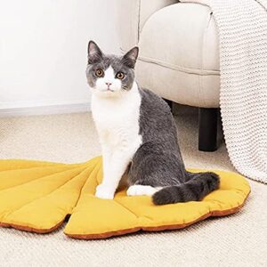 3D Leaves Shaped Pet Blanket,Cushion Household Dog Blanket or Cat Blanket, Warm and Soft, Plush Blankets for Bed Couch Sofa, Yellow, One-size