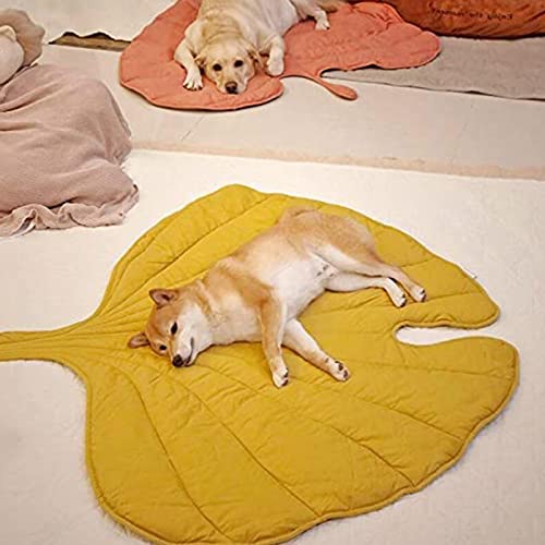 3D Leaves Shaped Pet Blanket,Cushion Household Dog Blanket or Cat Blanket, Warm and Soft, Plush Blankets for Bed Couch Sofa, Yellow, One-size