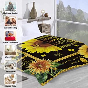 Sunflower Butterfly Blanket for Women Sunshine Positive Healing Throw Blankets Gifts for Girls Soft Flannel Fleece Blanket for Bed Couch Sofa Birthday Christmas, 60''x80''