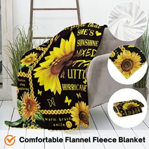 Sunflower Butterfly Blanket for Women Sunshine Positive Healing Throw Blankets Gifts for Girls Soft Flannel Fleece Blanket for Bed Couch Sofa Birthday Christmas, 60''x80''