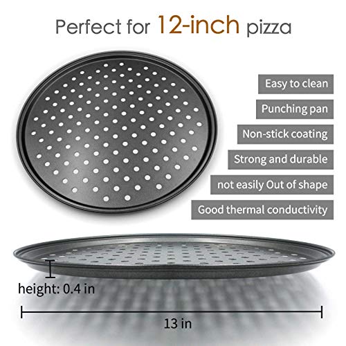 Pizza Pan for Oven, 12 inch Nonstick Pizza Pans, Carbon Steel Pizza Pan with Holes, Pizza Baking Pan for Oven Baking Supplies, for Home Baking Kitchen Oven Restaurant