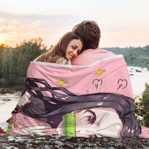 Anime Nezuko Blanket Ultra Soft Flannel Throw Blanket Cozy Warm Blanket Gifts for Kids Adults 50"x40"