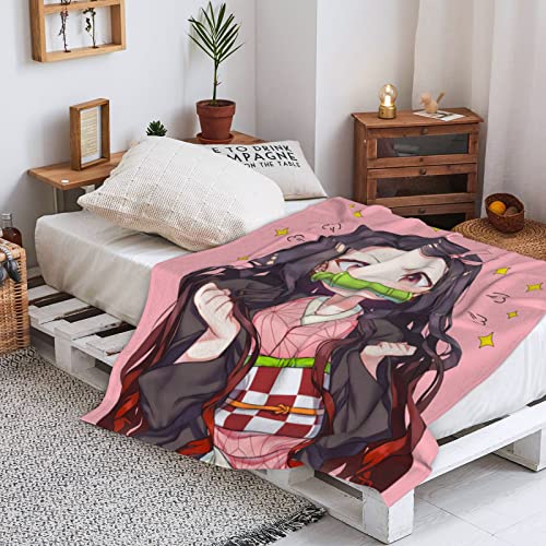 Anime Nezuko Blanket Ultra Soft Flannel Throw Blanket Cozy Warm Blanket Gifts for Kids Adults 50"x40"