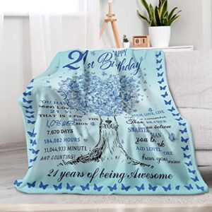 Kesidilo 21st Birthday Gifts for Her, Gifts for 21 Year Old Female, 21 Year Old Birthday Gifts Ideas, Happy 21st Birthday Gift for Women Daughter Sister, 21st Birthday Decorations Blanket 50"X60"