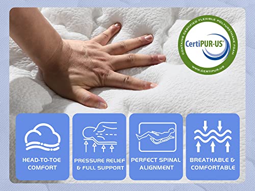 AICEHOME Queen Mattress,10 Inch Medium Firm Feel Hybrid Mattress in a Box, Gel Memory Foam Multilayer Design Mattress,Individually Wrapped Spring for Motion Isolation & Support (Queen)