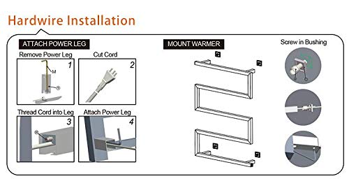 BERGOTO Towel Warmer Rack 5 Bar Stainless Steel Space Saving Plug-in Wall Mounted Cloth Towel Heated Drying Rack for Home Bathroom (Black)