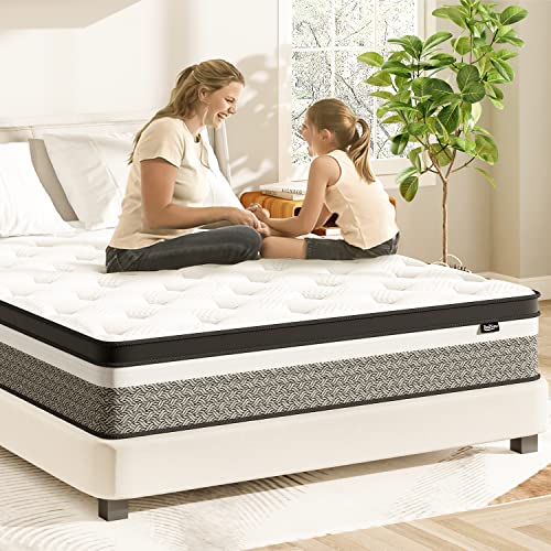 Bednew Queen Mattress 12 Inch Medium Firm Hybrid Spring Mattress in a Box, Pocketed Spring Mattress with Multiple Layer Foam, Supportive and Pressure Relieving, CertiPUR-US Certified