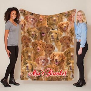 nazenti personalized nova scotia duck tolling retrievers blanket, gift for lover nova scotia duck tolling retrievers you will have a bunch of dogs fleece blanket, christmas blanket, xmas gift