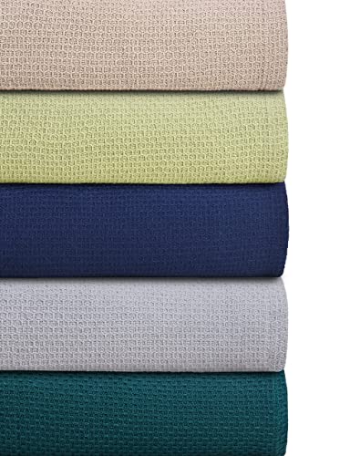 BOUTIQUO 100% Cotton Bed Blanket, Breathable Thermal Blanket Twin Size, Soft Honeycomb Waffle Blanket 60"x90", Cotton Bed Blanket, Perfect for Layering Any Bed for All Season, Teal