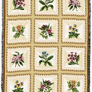 Pure Country Weavers French Floral Blanket by Susan Welsch - Garden Floral Gift Tapestry Throw Woven from Cotton - Made in The USA (72x54)