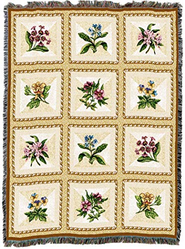 Pure Country Weavers French Floral Blanket by Susan Welsch - Garden Floral Gift Tapestry Throw Woven from Cotton - Made in The USA (72x54)