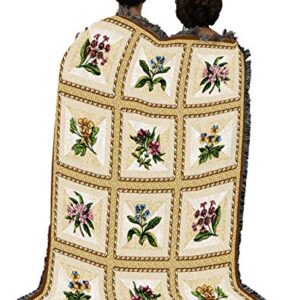 Pure Country Weavers French Floral Blanket by Susan Welsch - Garden Floral Gift Tapestry Throw Woven from Cotton - Made in The USA (72x54)