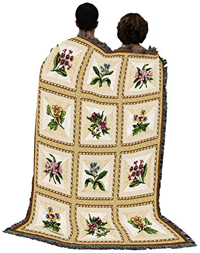 Pure Country Weavers French Floral Blanket by Susan Welsch - Garden Floral Gift Tapestry Throw Woven from Cotton - Made in The USA (72x54)