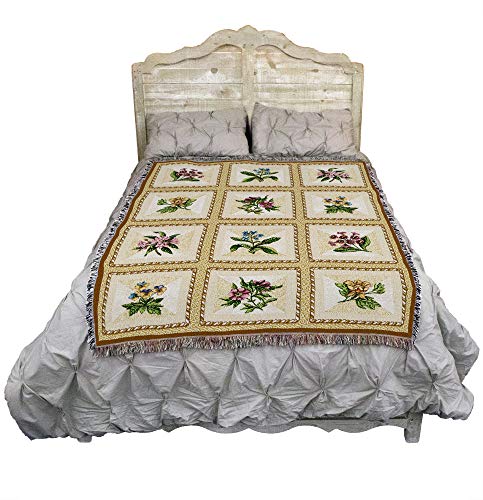 Pure Country Weavers French Floral Blanket by Susan Welsch - Garden Floral Gift Tapestry Throw Woven from Cotton - Made in The USA (72x54)