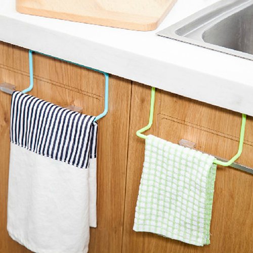 Baost Over Door No Drill Towel Rack Bar Hanging Hand Dish Tea Towels Holder Rail Over Cabinet Storage Rack for Bathroom Kitchen Cabinet Cupboard Hanger Over Door Organizer Pink