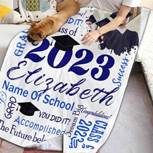 YFgohighhh Personalized Custom Blanket with Photo Text Graduation Photos, White 2 for Graduation Adult Kid Birthday Christmas Halloween Fathers Mothers Valentines Day-30"x40"