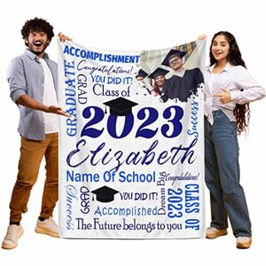 YFgohighhh Personalized Custom Blanket with Photo Text Graduation Photos, White 2 for Graduation Adult Kid Birthday Christmas Halloween Fathers Mothers Valentines Day-30"x40"