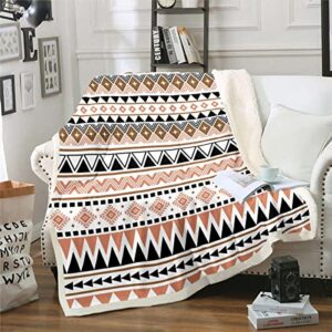 western boho blanket aztec throw blanket 90"x90",ethnic tribal arrow fleece blanket retro exotic nordic style blankets,african indian tribal geometry diamond stripes bohemian decor