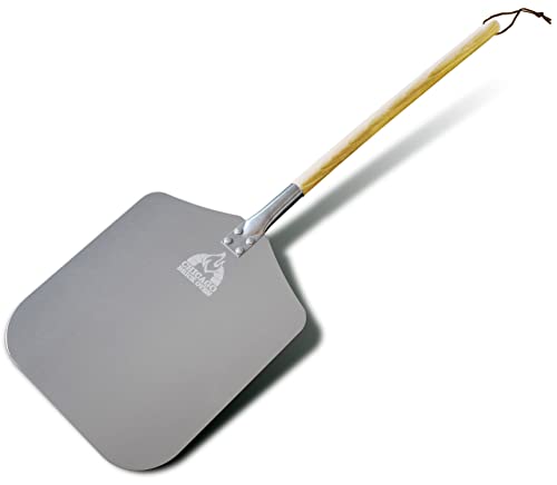 Chicago Brick Oven Pizza Peel 12" x 14", Pizza Paddle, 35.5" Long Aluminum Metal Pizza Peel with Detachable 21" Wooden Handle, Pizza Spatula