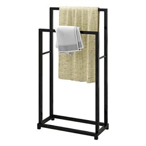 HAHRIR Black Metal 2-Tiers Stainless Steel Towel Racks ,Freestanding Towel Holder for Bathroom Accessories Organizer，for Bath Storage & Hand Towels&Washcloths& Blanket Rack