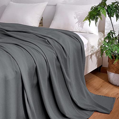 DANGTOP Cooling Blankets, Bamboo Blanket for All-Season, Cooling Blankets Absorbs Body Heat to Keep Cool on Warm Night, Ultra-Cool Lightweight Blanket for Bed (79x91 inches, Dark Grey)