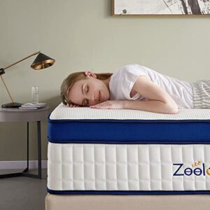 Zeelovtress King Mattress, 14 Inch Hybrid King Size Mattress in a Box Cooling Gel Memory Foam Pillow Top Plush with Soft Tencel Cover Pocket-Coil Medium Firm, CertiPUR & Oeko-TEX Certified