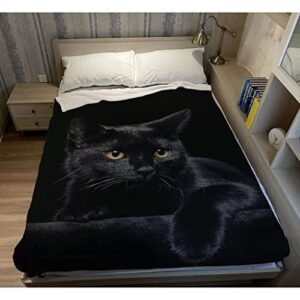 HommomH 60"x80" Blanket Soft Fluffy Flannel Fleece Throw Black Cat