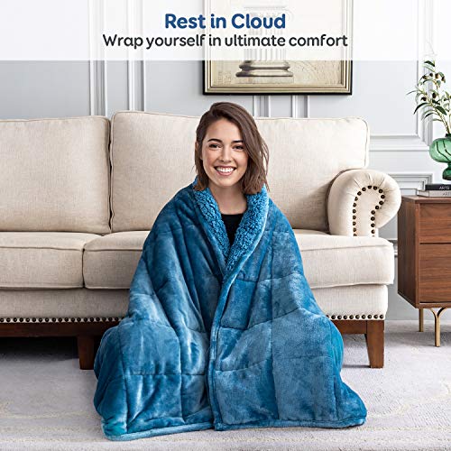 Cottonblue Sherpa Fleece Weighted Blanket 20lbs for Adults, Fluffy Cozy Plush Blanket 20 pounds, Queen Size Weighted Blanket 60”x80”, Warm and Cozy Hug Blanket for Queen/King Size Bed,Slate Blue