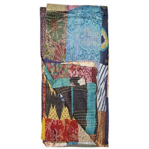 Taj Hotel Kantha Handcrafted 100% Silk Quilted Scarf, 18 in x 72 in