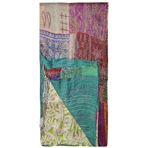 Taj Hotel Kantha Handcrafted 100% Silk Quilted Scarf, 18 in x 72 in