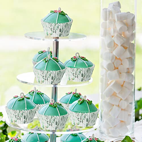 WILLBOND 300 Pieces Greenery Cupcake Liners Greenery Cupcake Wrappers Baking Cups Baking Liners Holders for Baby Shower Wedding Bridal Showers Birthday Party Decorations