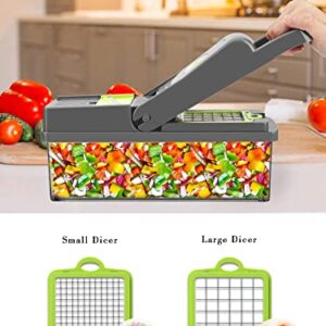 SPLMIFA Vegetable Chopper - Adjustable Vegetable Slicer - Kitchen Gift Gadget Slicer for Salad Potatoes Carrots Garlic with Container Onion Chopper with Container - Professional Food Chopper 12 in 1