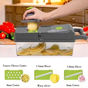 SPLMIFA Vegetable Chopper - Adjustable Vegetable Slicer - Kitchen Gift Gadget Slicer for Salad Potatoes Carrots Garlic with Container Onion Chopper with Container - Professional Food Chopper 12 in 1