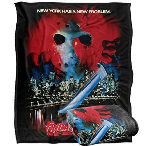 friday the 13th blanket, 50"x60" jason takes manhattan poster silky touch super soft throw blanket