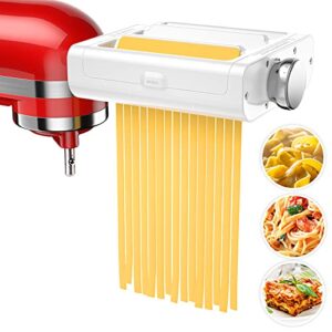 pasta maker attachment for kitchenaid stand mixers -3 in 1 set pasta attachments includes pasta roller, spaghetti fettuccine cutter, pasta machine attachment accessories for kitchenaid