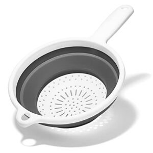 silicone colander collapsible colanders and strainers - 2 quart pasta food strainer kitchen strainer with handle