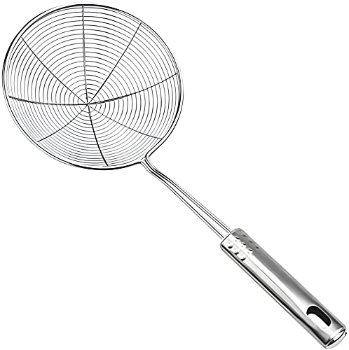 Versatile Stainless Steel Spider Strainer/Skimmer/Ladle for Cooking and Frying, Chirano Kitchen Gadgets Wire Strainer Pasta Strainer Spoon (6 Inch)