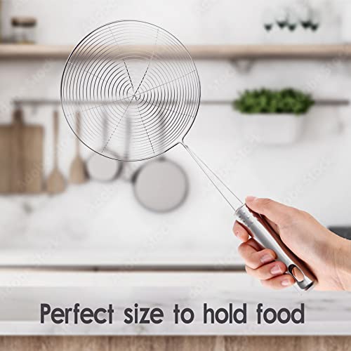 Versatile Stainless Steel Spider Strainer/Skimmer/Ladle for Cooking and Frying, Chirano Kitchen Gadgets Wire Strainer Pasta Strainer Spoon (6 Inch)