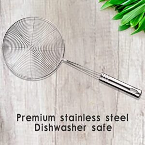 Versatile Stainless Steel Spider Strainer/Skimmer/Ladle for Cooking and Frying, Chirano Kitchen Gadgets Wire Strainer Pasta Strainer Spoon (6 Inch)