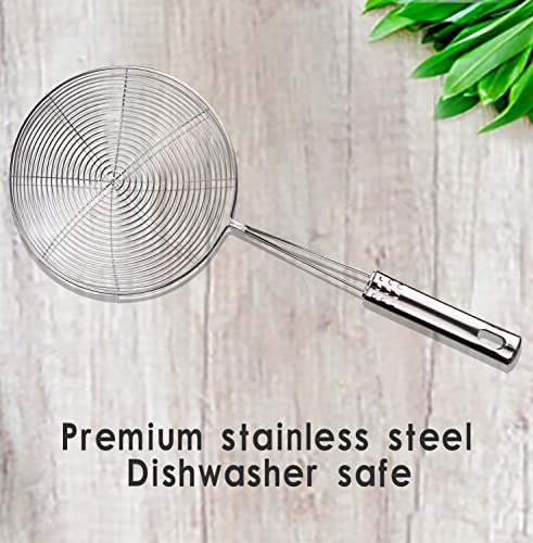 Versatile Stainless Steel Spider Strainer/Skimmer/Ladle for Cooking and Frying, Chirano Kitchen Gadgets Wire Strainer Pasta Strainer Spoon (6 Inch)