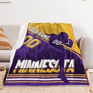 yieking custom blanket for bed add name and number gifts for men football city winter throw blankets, 40" x 50", 50" x 60", 60" x 80"