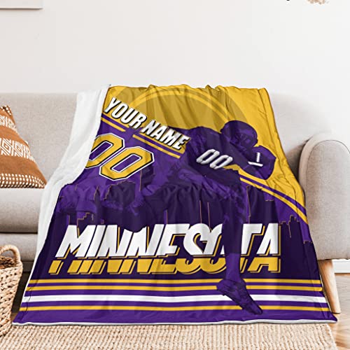 Yieking Custom Blanket for Bed Add Name and Number Gifts for Men Football City Winter Throw Blankets, 40" x 50", 50" x 60", 60" x 80"