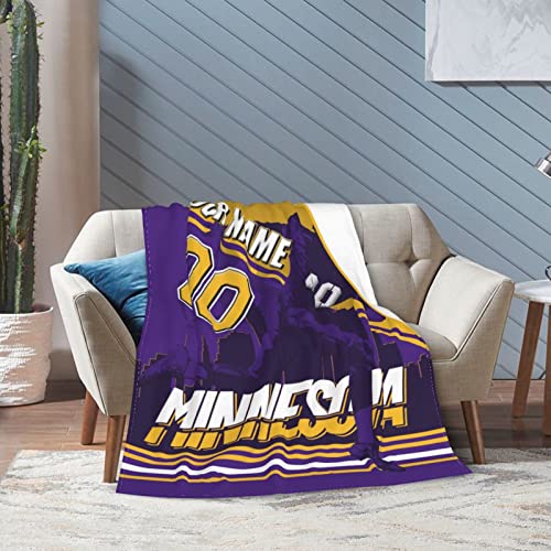 Yieking Custom Blanket for Bed Add Name and Number Gifts for Men Football City Winter Throw Blankets, 40" x 50", 50" x 60", 60" x 80"